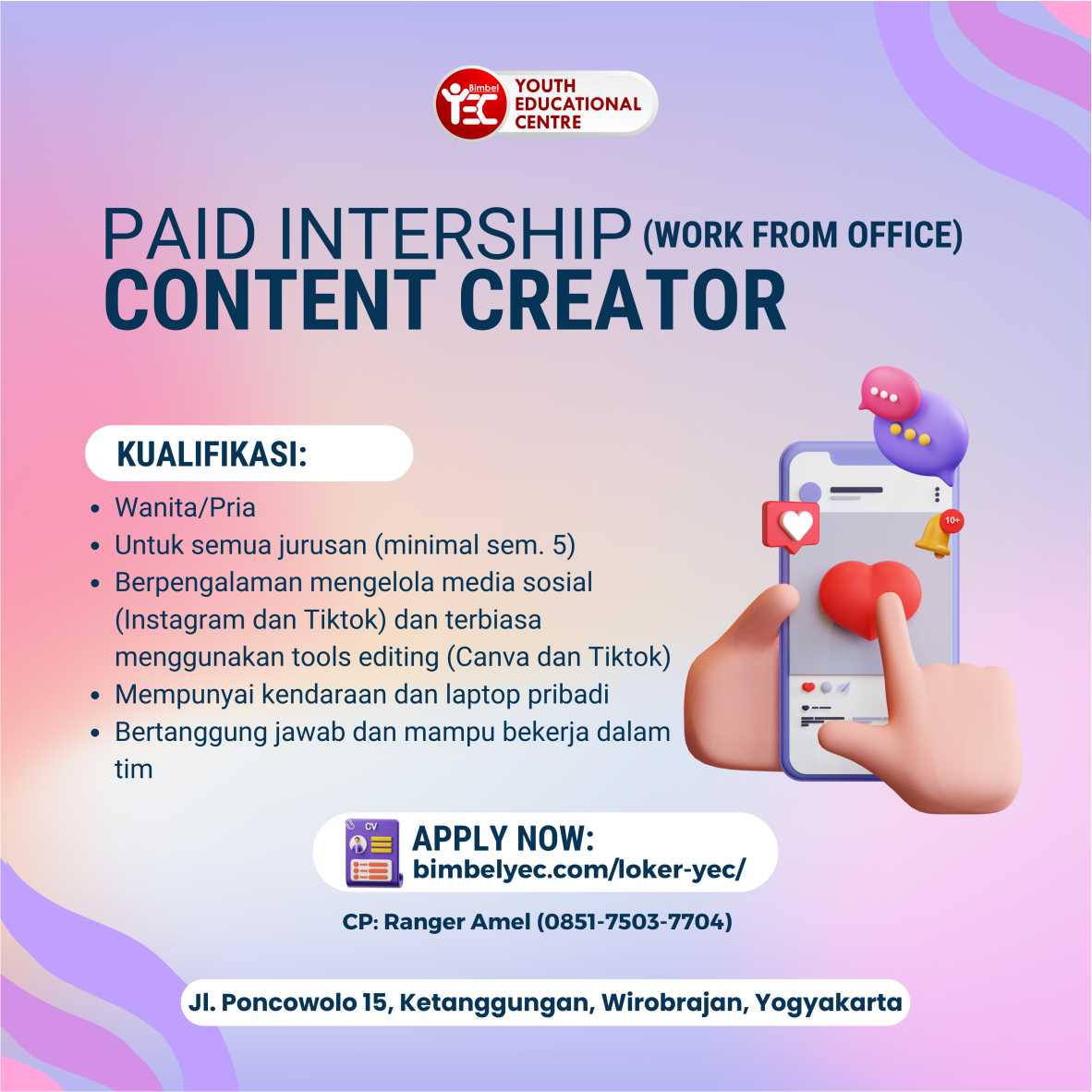 INTERNSHIP CONTENT CREATION - Bimbel YEC